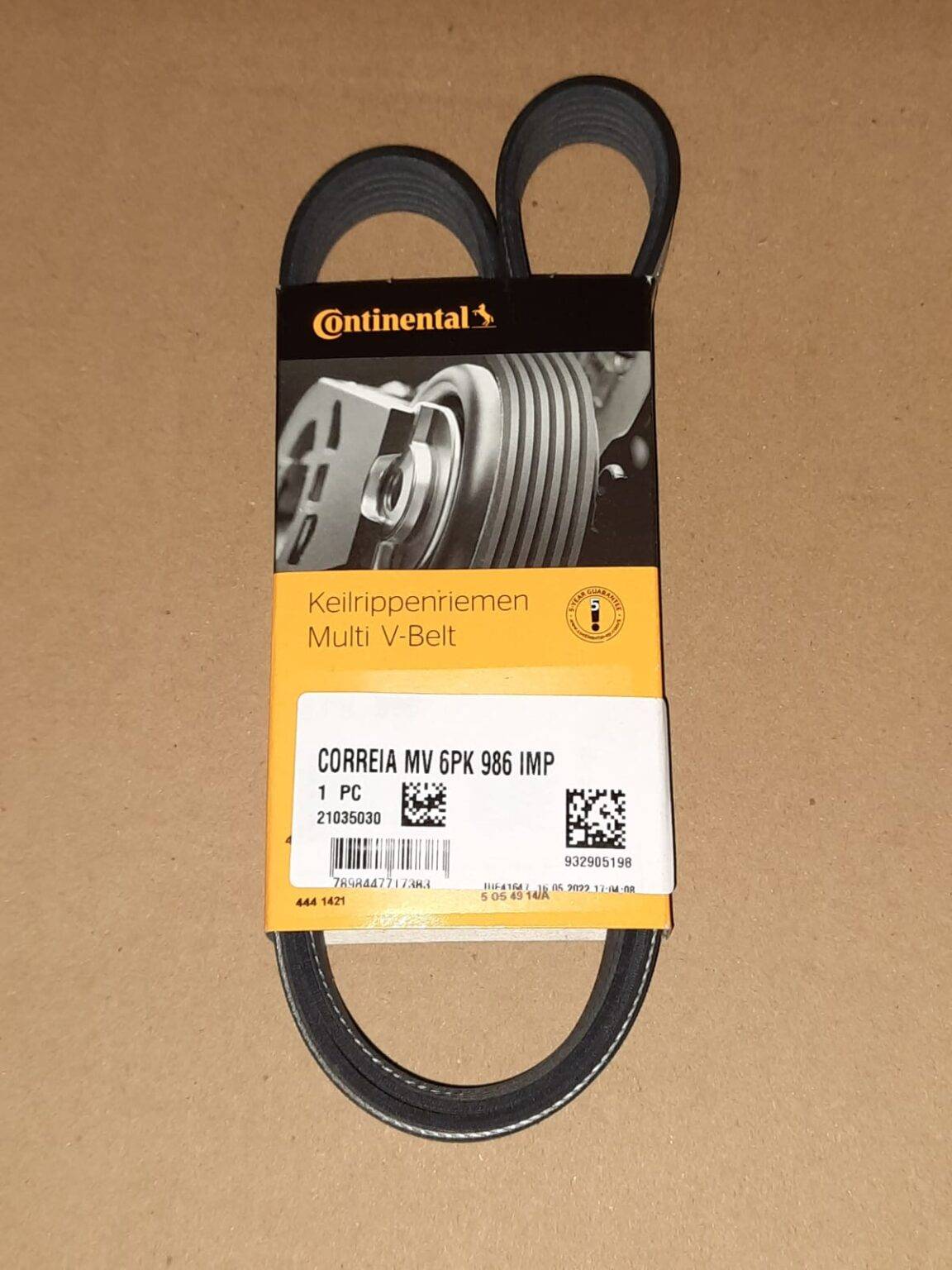 CORREIA POLY V 6PK 0986 CONTINENTAL (MODELO RIBS CONTINUOS) - Casa da ...